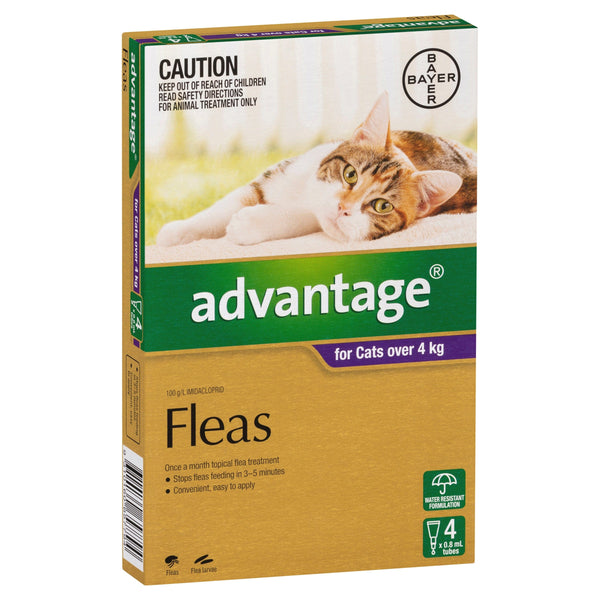 Advantage Cat Over 4Kg 4 Pack - Robbos pet barn